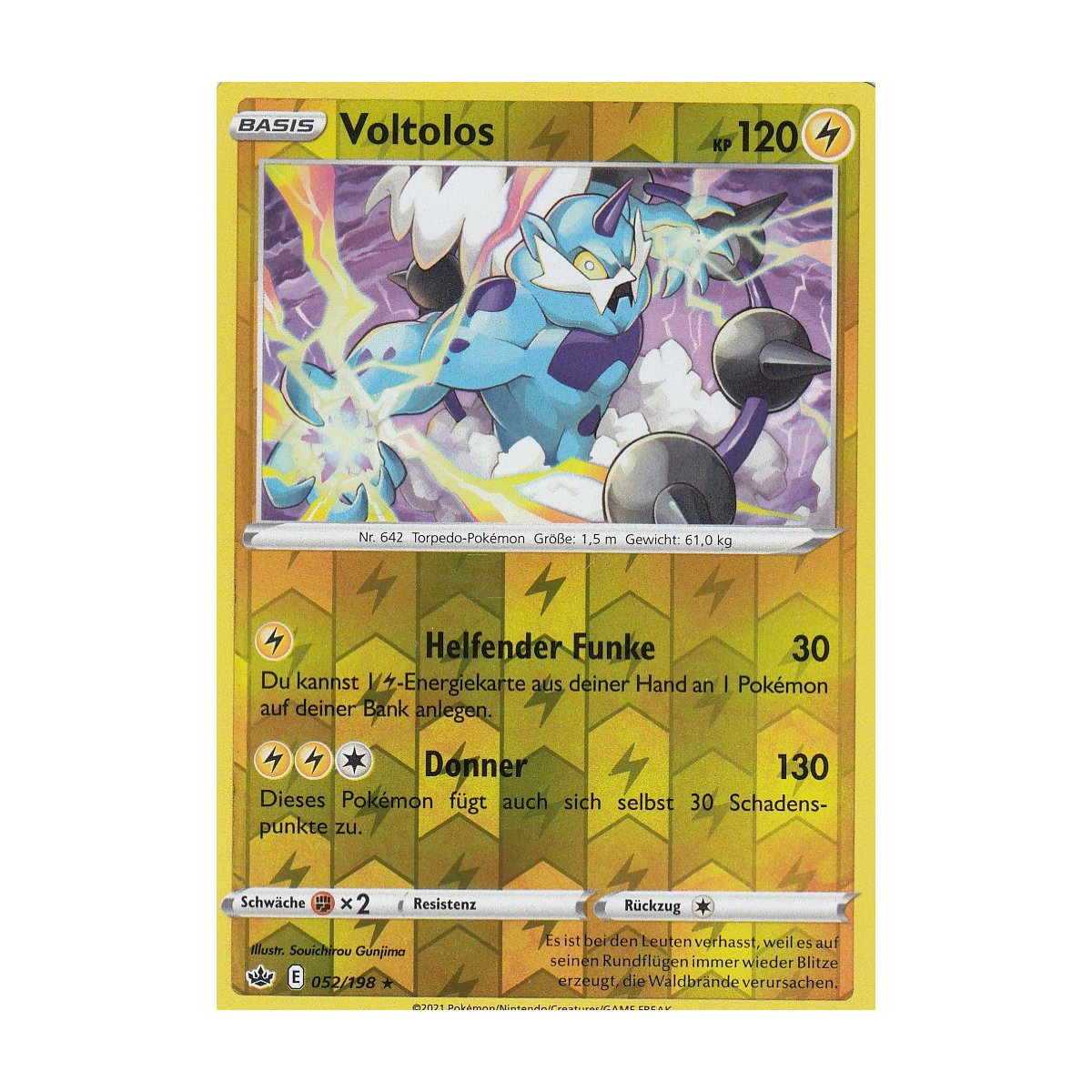 Voltolos 052/198 HOLO REVERSE HOLO Schaurige Herrschaft Pokemon Karte ...
