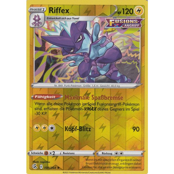 Riffex 107/264 HOLO REVERSE HOLO Fusions Angriff Pokemon Karte kaufen