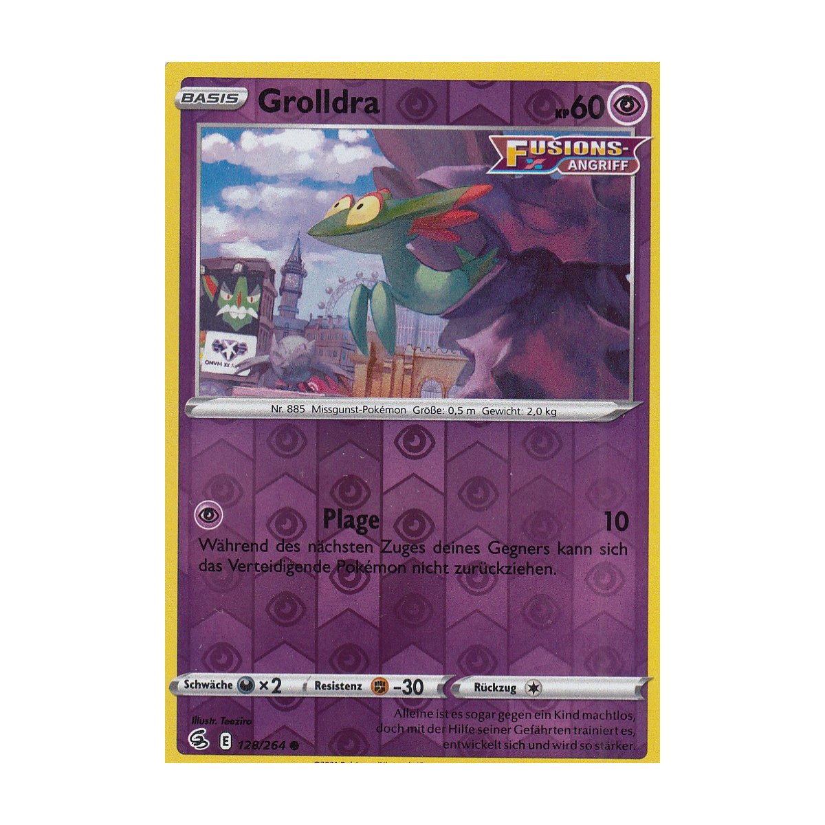 Grolldra 128/264 REVERSE HOLO Fusions Angriff Pokemon Karte kaufen