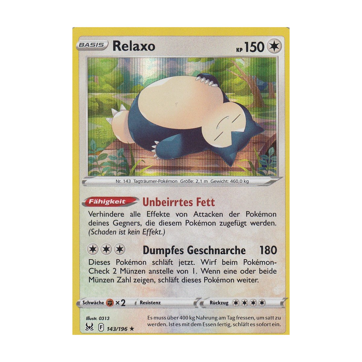 Relaxo 143/196 HOLO Verlorener Ursprung Pokemon Karte kaufen