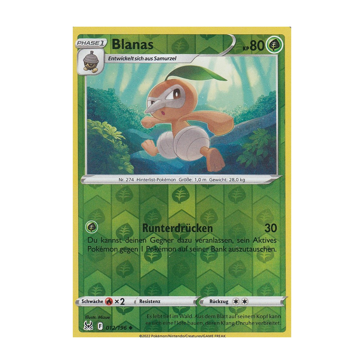 Blanas 012/196 REVERSE HOLO Verlorener Ursprung Pokemon Karte kaufen