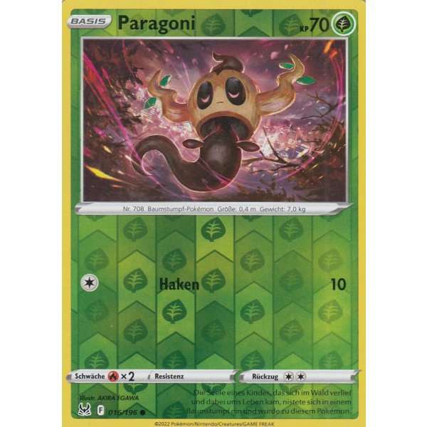 Paragoni 016/196 REVERSE HOLO Verlorener Ursprung Pokemon Karte kaufen