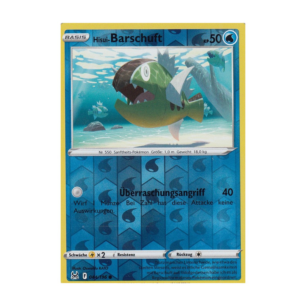Hisui-Barschuft 044/196 REVERSE HOLO Verlorener Ursprung Pokemon Karte ...