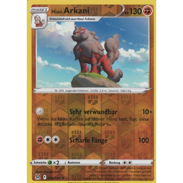 Hisui-Arkani 084/196 HOLO REVERSE HOLO Verlorener Ursprung Pokemon ...