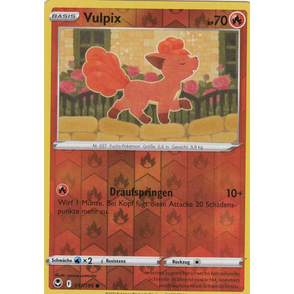 Vulpix 017/195 REVERSE HOLO Silberne Sturmwinde Pokemon Karte kaufen