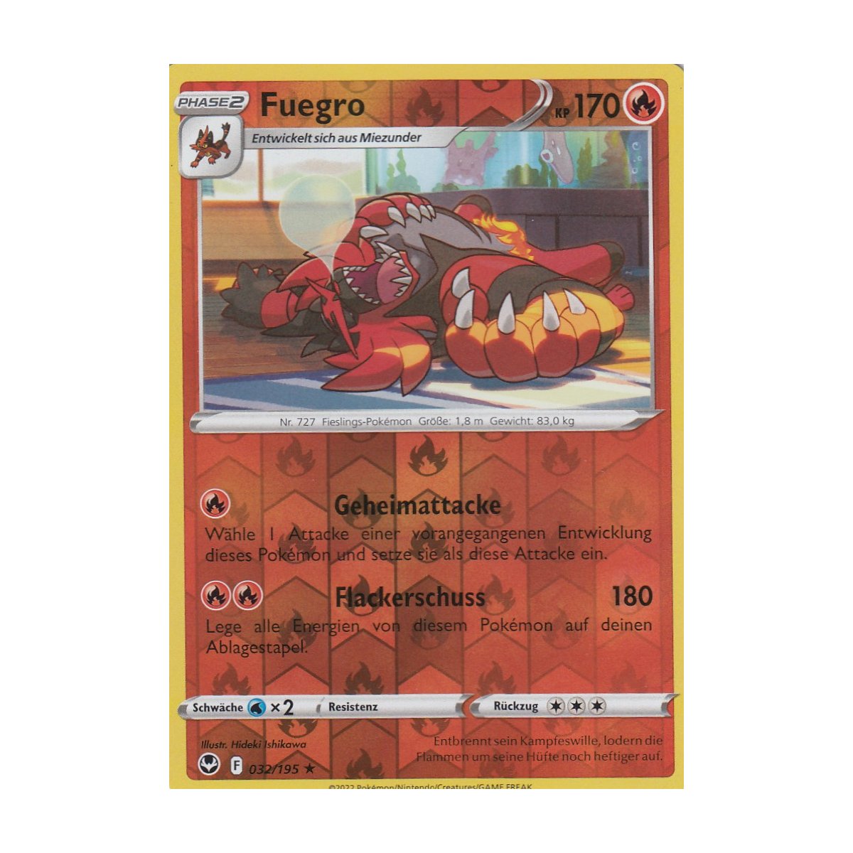 Fuegro 032/195 REVERSE HOLO Silberne Sturmwinde Pokemon Karte kaufen