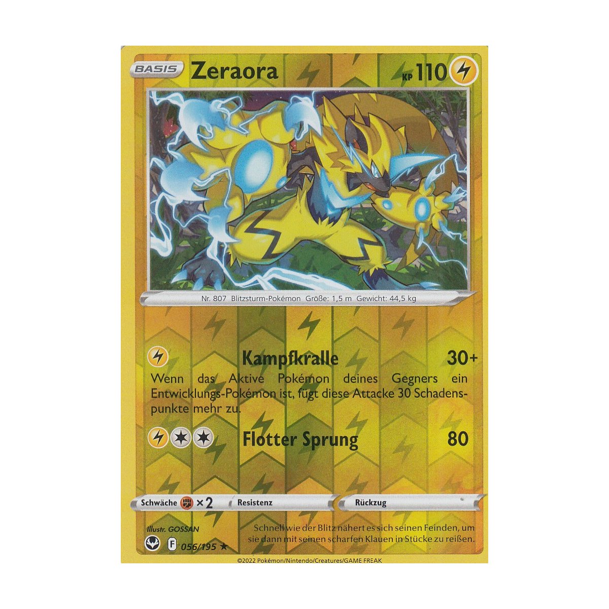 Zeraora 056/195 REVERSE HOLO Silberne Sturmwinde Pokemon Karte kaufen