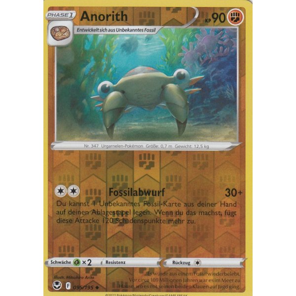 Anorith 095/195 REVERSE HOLO Silberne Sturmwinde Pokemon Karte kaufen