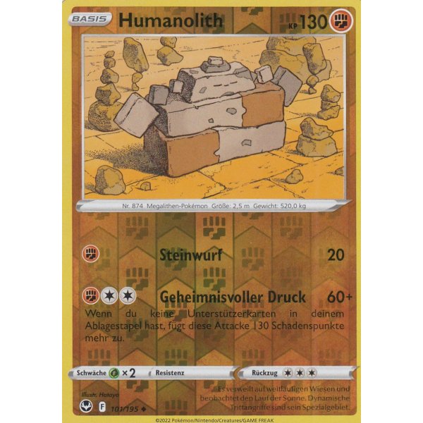 Humanolith 101/195 REVERSE HOLO Silberne Sturmwinde Pokemon Karte kaufen