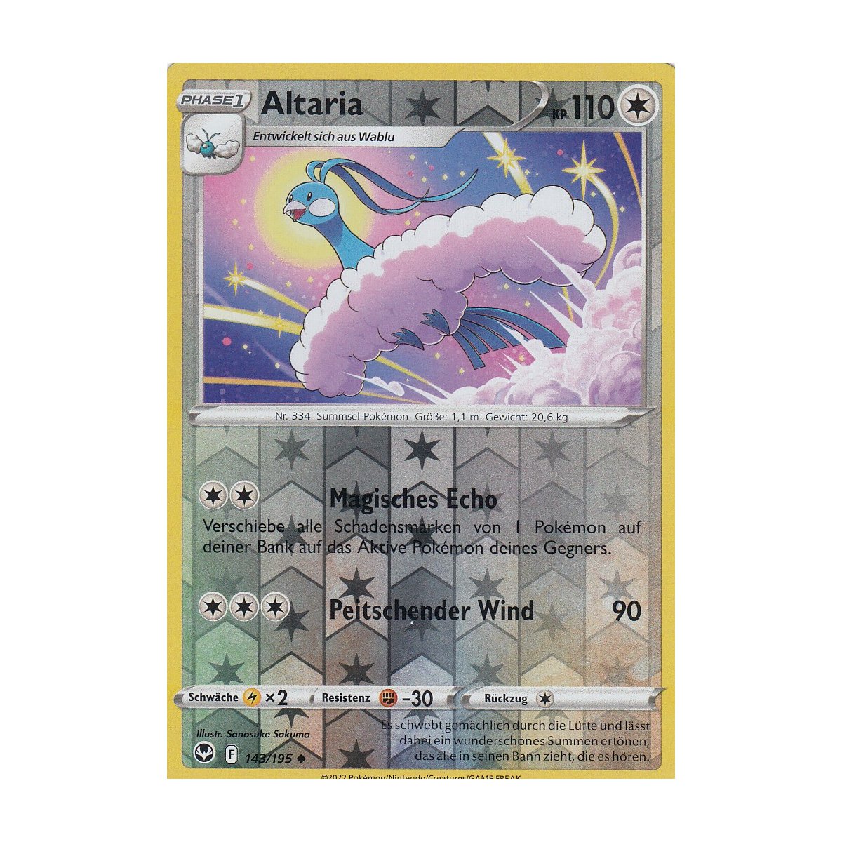 Altaria 143/195 REVERSE HOLO Silberne Sturmwinde Pokemon Karte kaufen