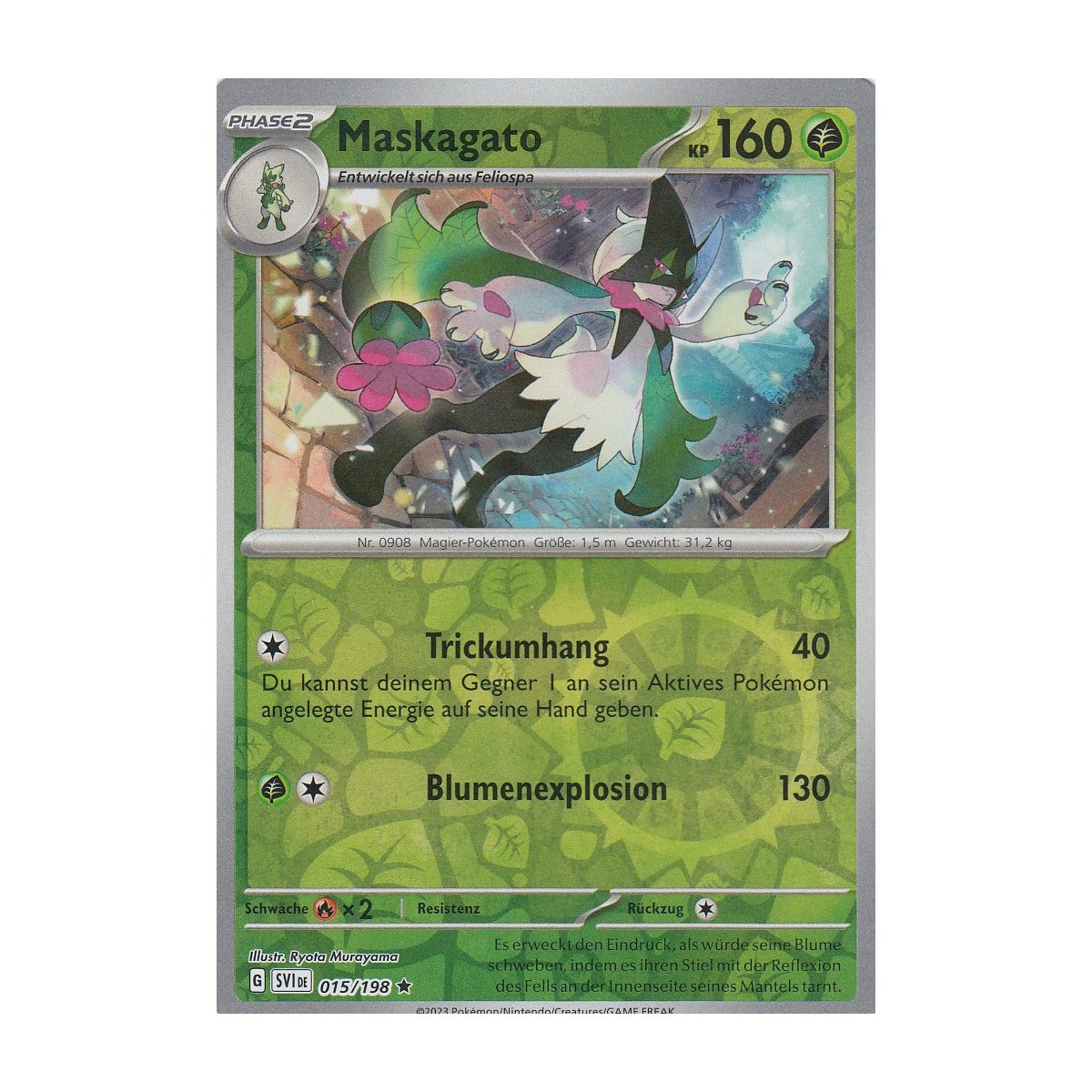 Maskagato 015/198 Holo REVERSE HOLO Karmesin und Purpur Pokemon Karte ...