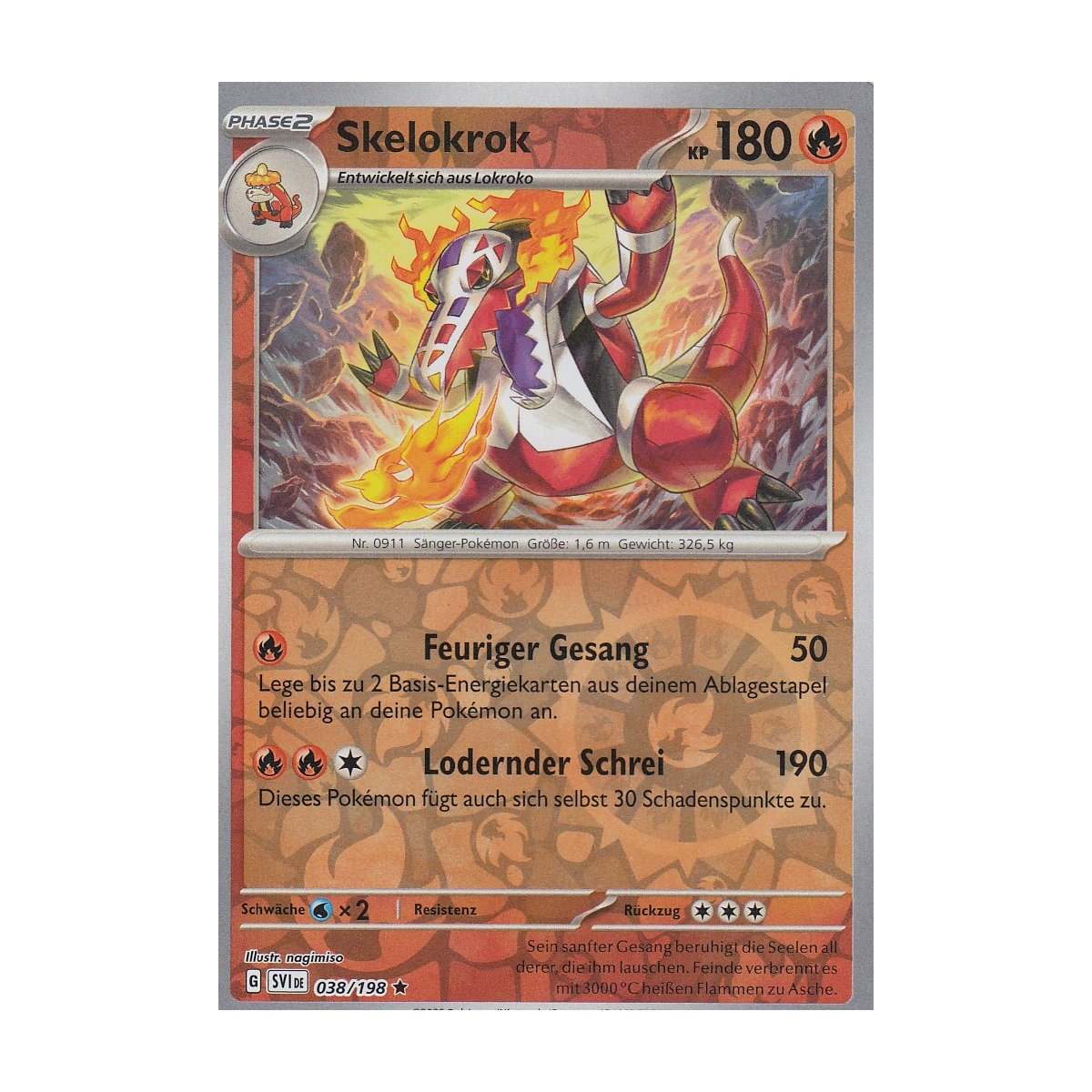 Skelokrok 038/198 Holo REVERSE HOLO Karmesin und Purpur Pokemon Karte ...
