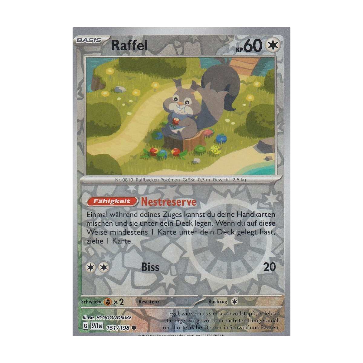 Raffel 151/198 REVERSE HOLO Karmesin und Purpur Pokemon Karte kaufen