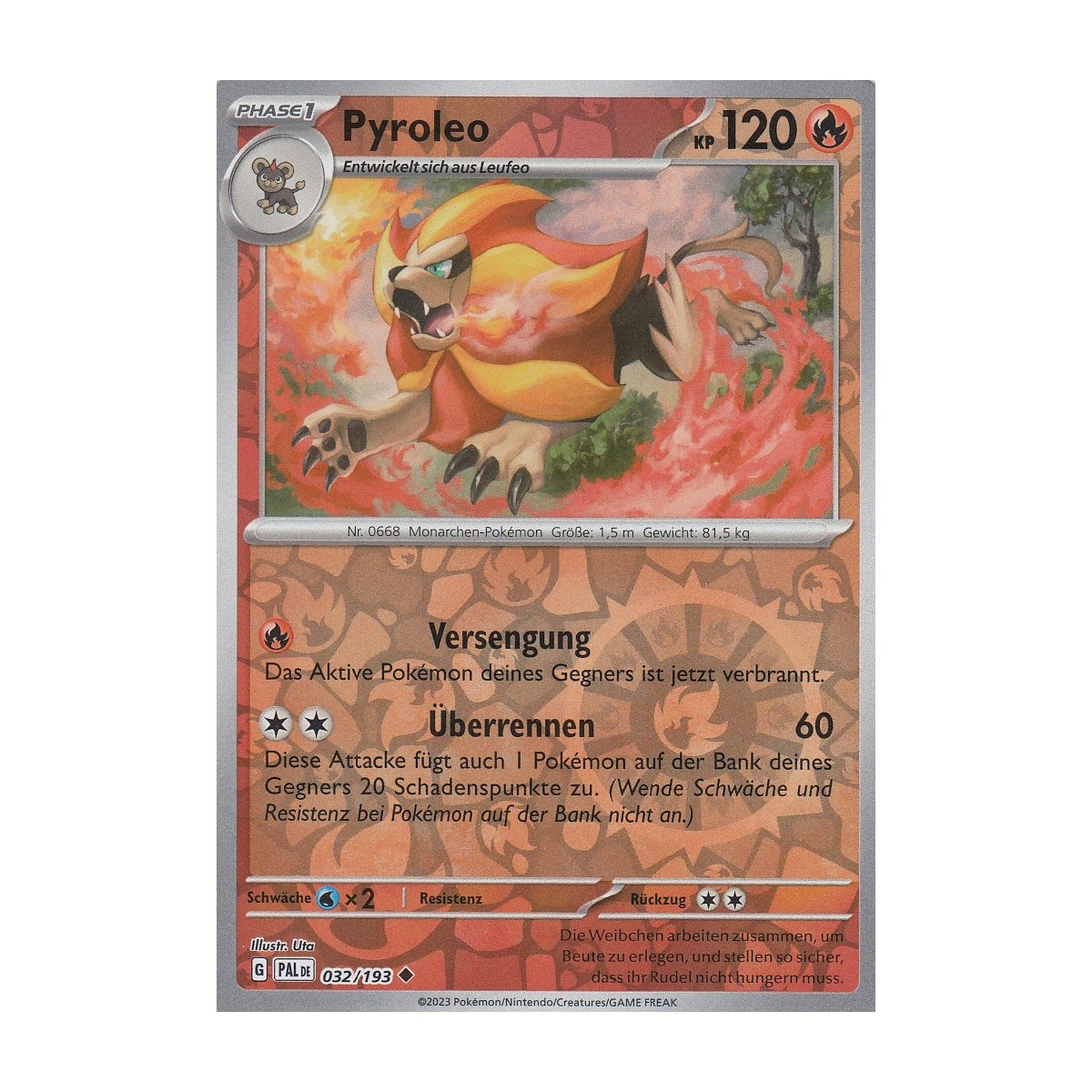 Pyroleo 032/193 REVERSE HOLO Entwicklungen in Paldea Pokemon Karte kaufen