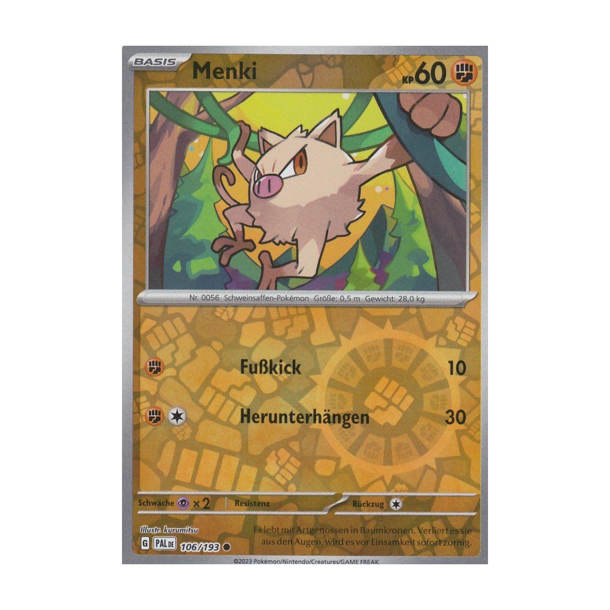 Menki 106/193 REVERSE HOLO Entwicklungen in Paldea Pokemon Karte kaufen