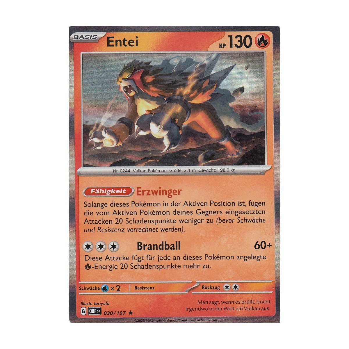 Entei 030/197 Holo Obsidianflammen Pokemon Karte günstig kaufen