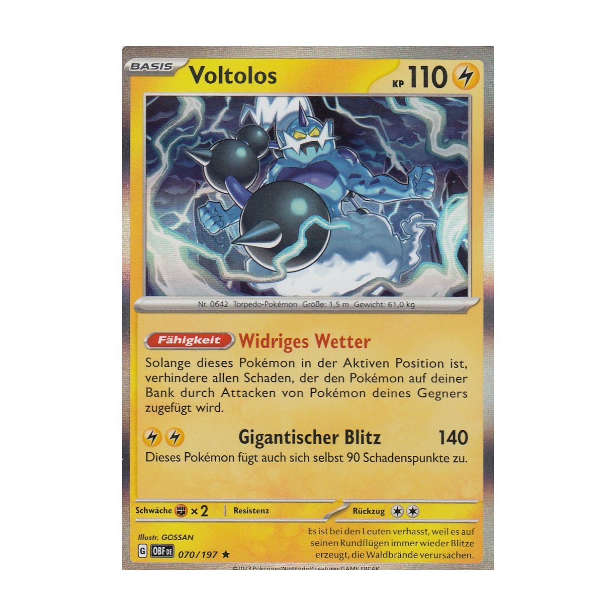Voltolos 070/197 Holo Obsidianflammen Pokemon Karte kaufen