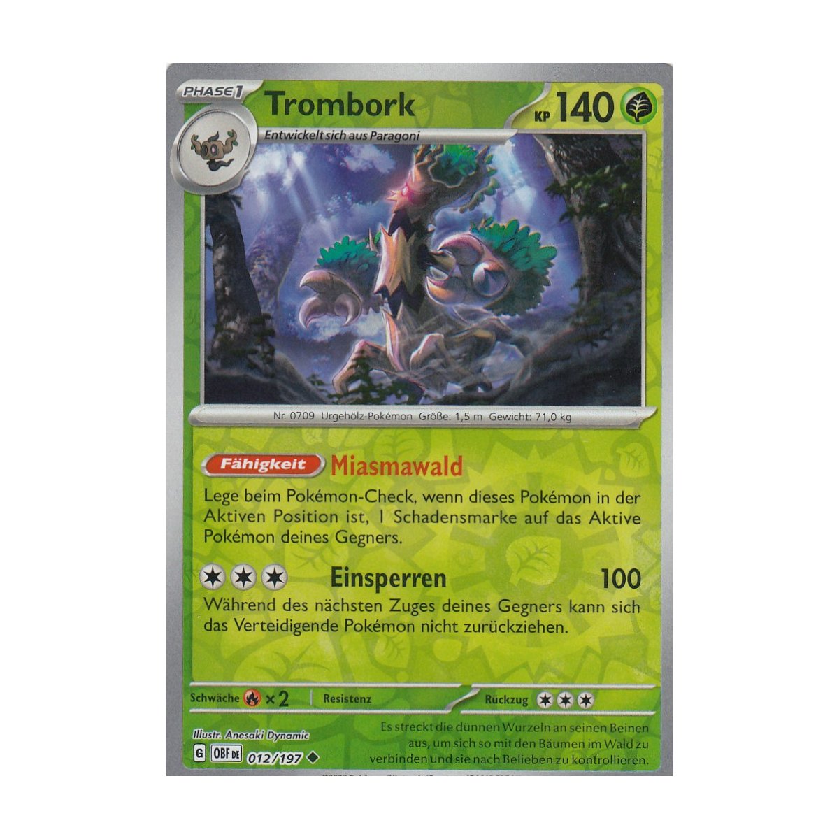 Trombork 012/197 REVERSE HOLO Obsidianflammen Pokemon Karte kaufen
