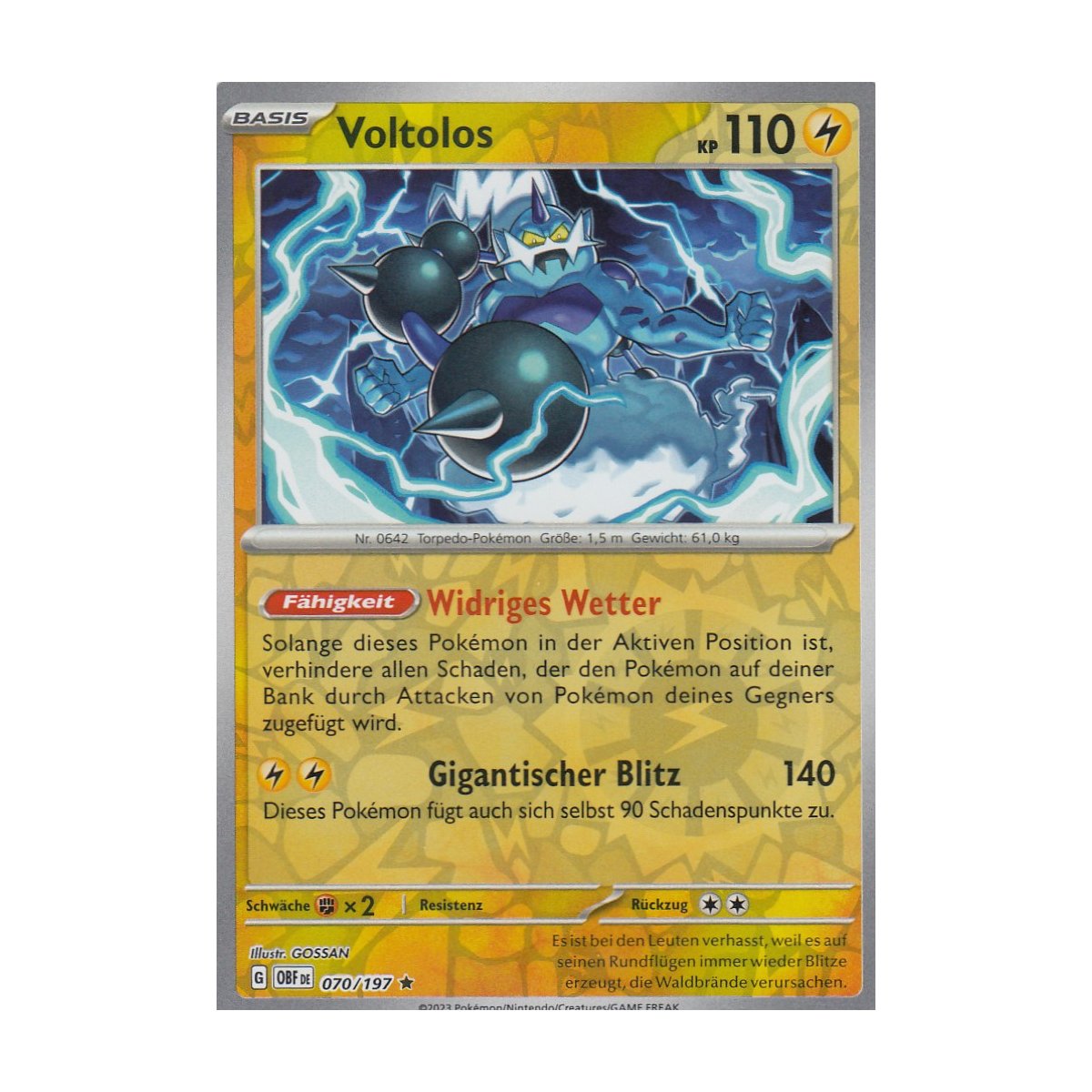 Voltolos 070/197 Holo REVERSE HOLO Obsidianflammen Pokemon Karte kaufen
