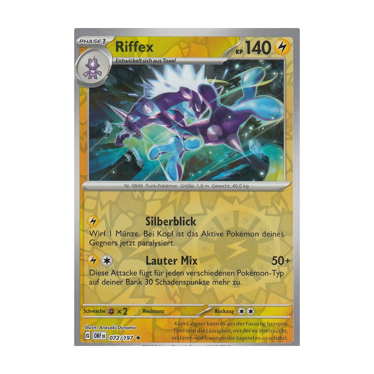 Riffex 072/197 Holo REVERSE HOLO Obsidianflammen Pokemon Karte kaufen