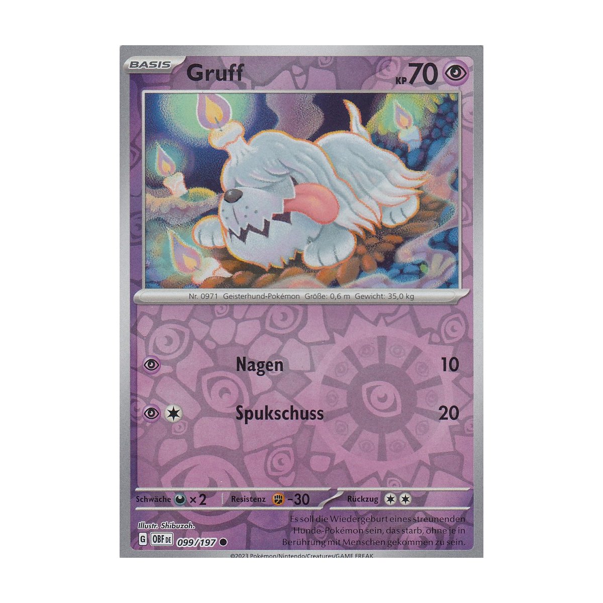 Gruff 099/197 REVERSE HOLO Obsidianflammen Pokemon Karte kaufen