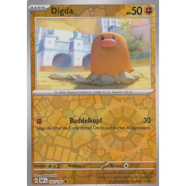 Digda 103/197 REVERSE HOLO Obsidianflammen Pokemon Karte kaufen