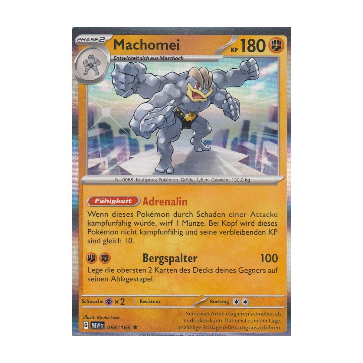Machomei 068/165 Holo MEW 151 Pokemon Karte günstig kaufen