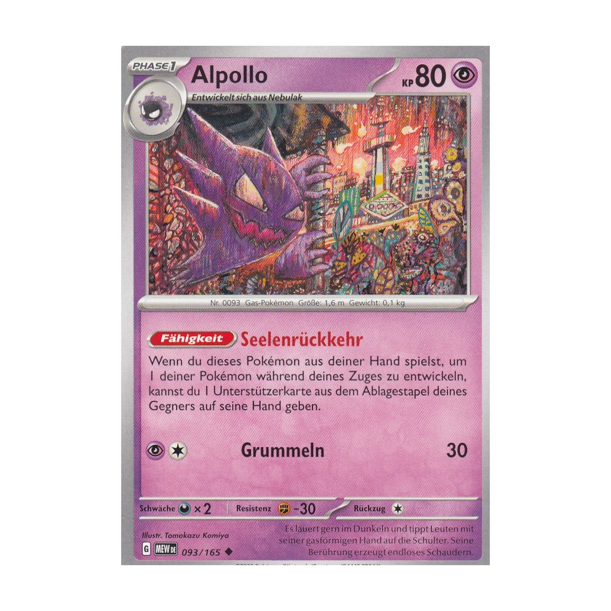 Alpollo 093/165 MEW 151 Pokemon Karte günstig kaufen