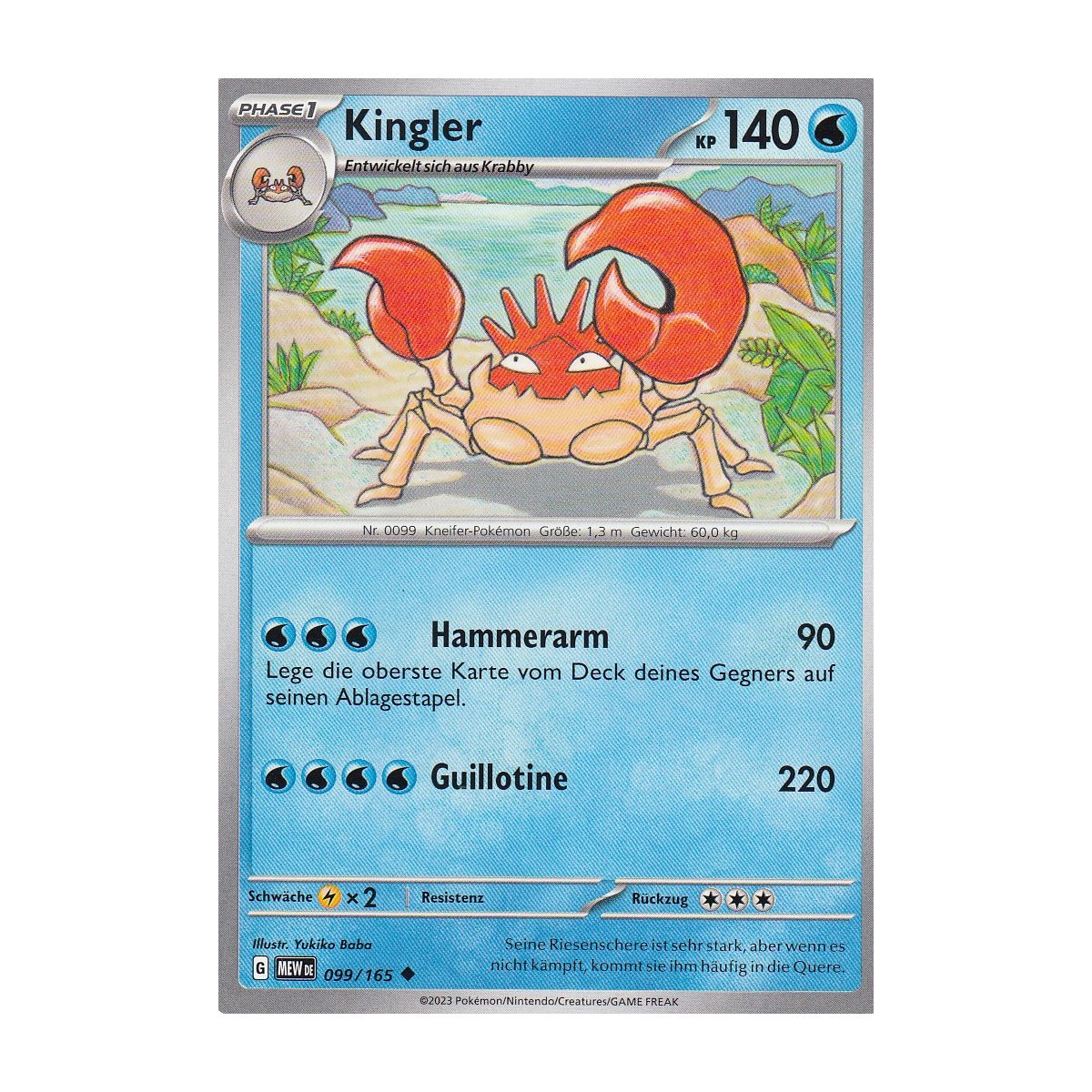 Kingler 099/165 MEW 151 Pokemon Karte günstig kaufen
