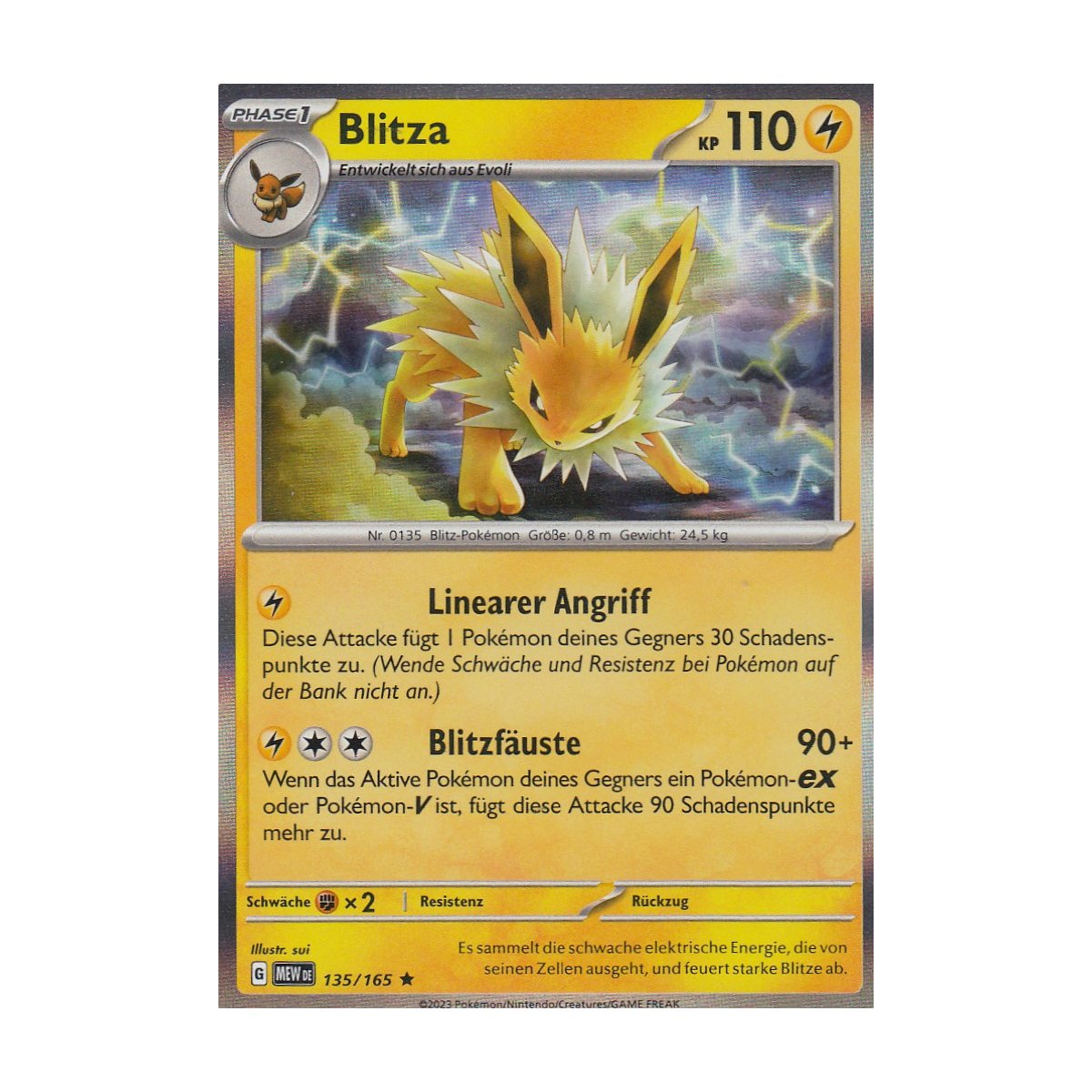 Blitza 135/165 Holo MEW 151 Pokemon Karte günstig kaufen