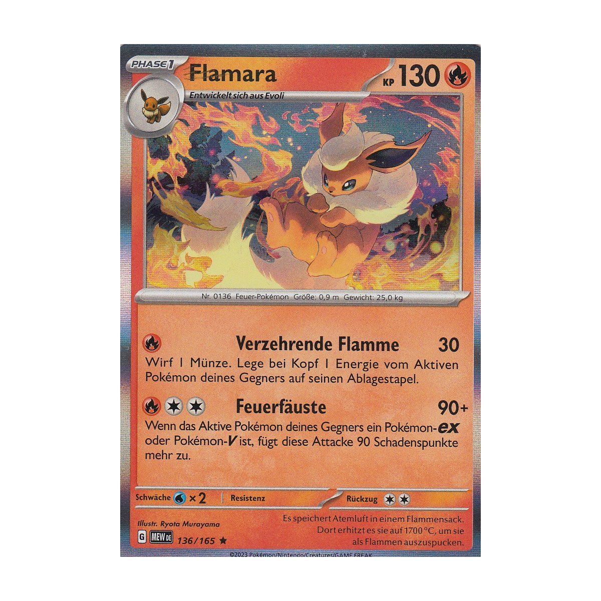 Flamara 136/165 Holo MEW 151 Pokemon Karte günstig kaufen
