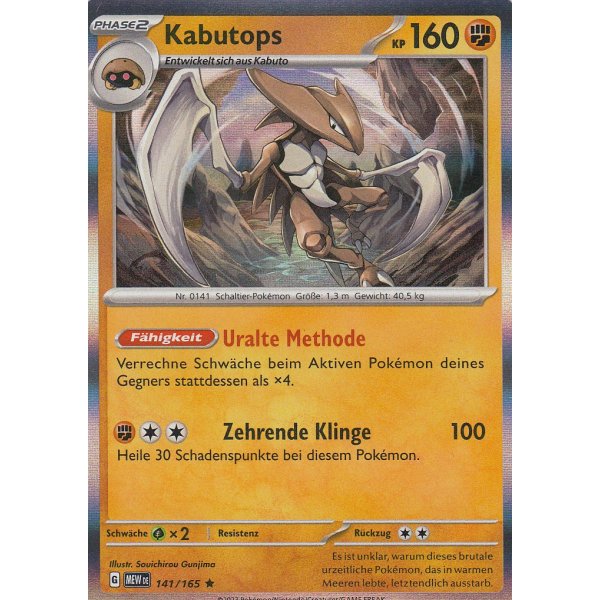 Kabutops 141/165 Holo MEW 151 Pokemon Karte günstig kaufen