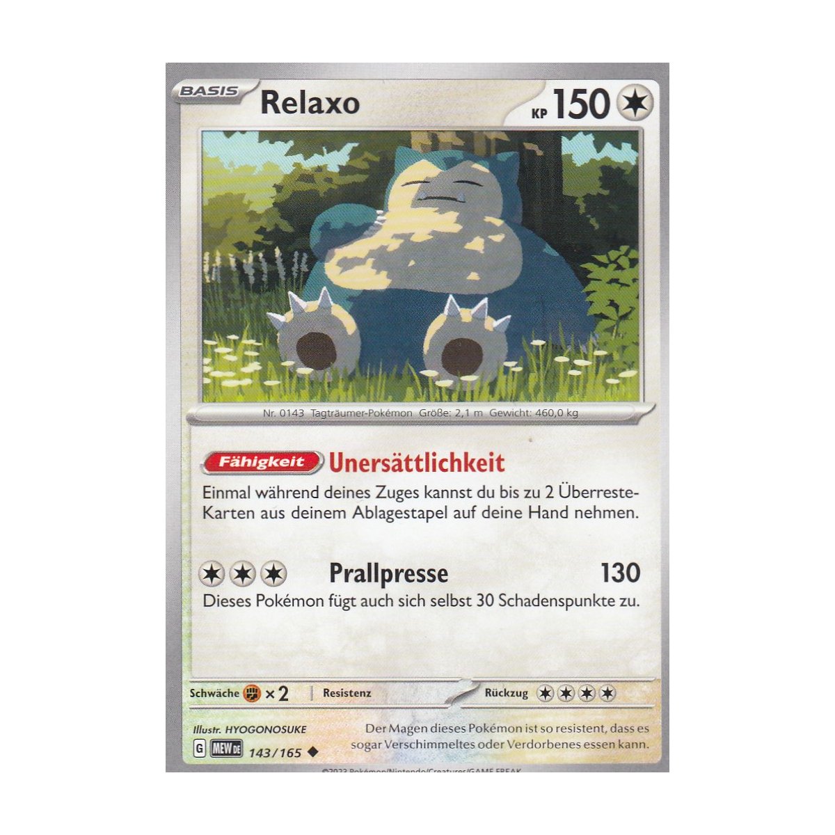 Relaxo 143/165 MEW 151 Pokemon Karte günstig kaufen
