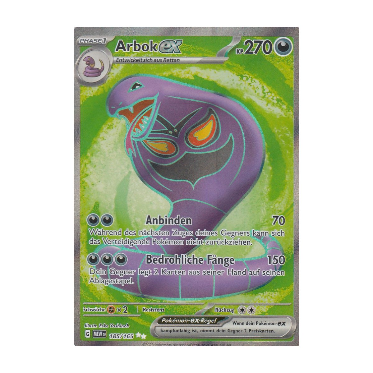Arbok ex 185/165 Fullart MEW 151 Pokemon Karte günstig kaufen