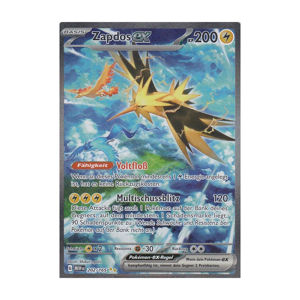 Zapdos ex 202/165 Special Illustration Rare MEW 151 Pokemon Karte kaufen