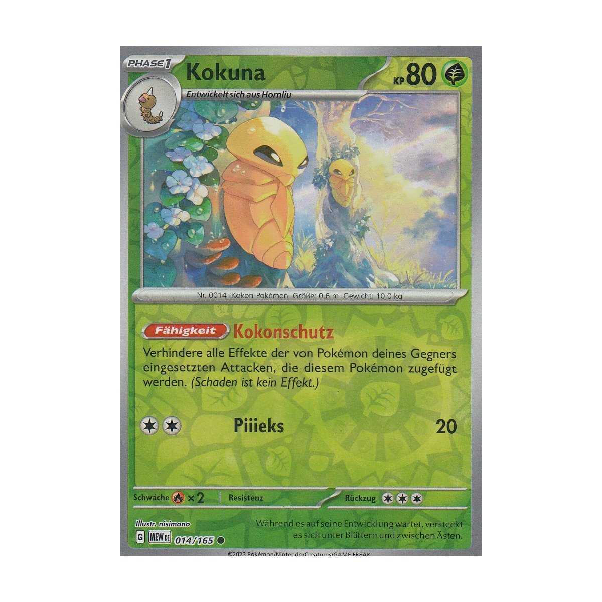 Kokuna 014/165 REVERSE HOLO MEW 151 Pokemon Karte günstig kaufen