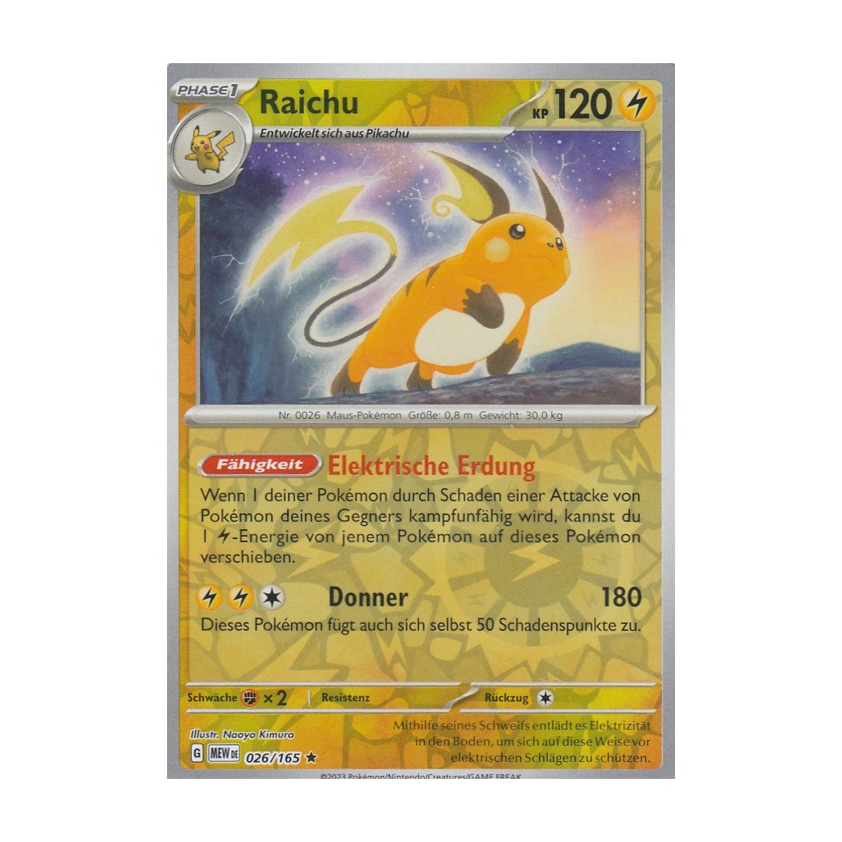 Raichu 026/165 Holo REVERSE HOLO MEW 151 Pokemon Karte kaufen
