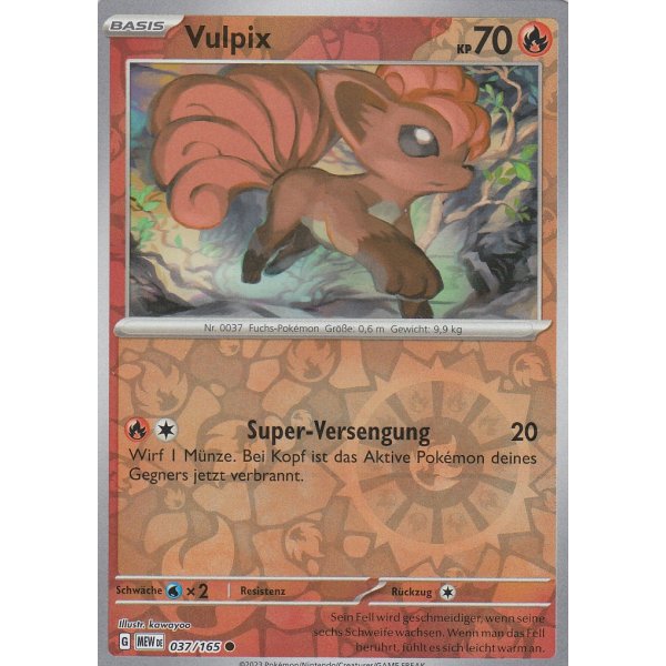 Vulpix 037/165 REVERSE HOLO MEW 151 Pokemon Karte günstig kaufen