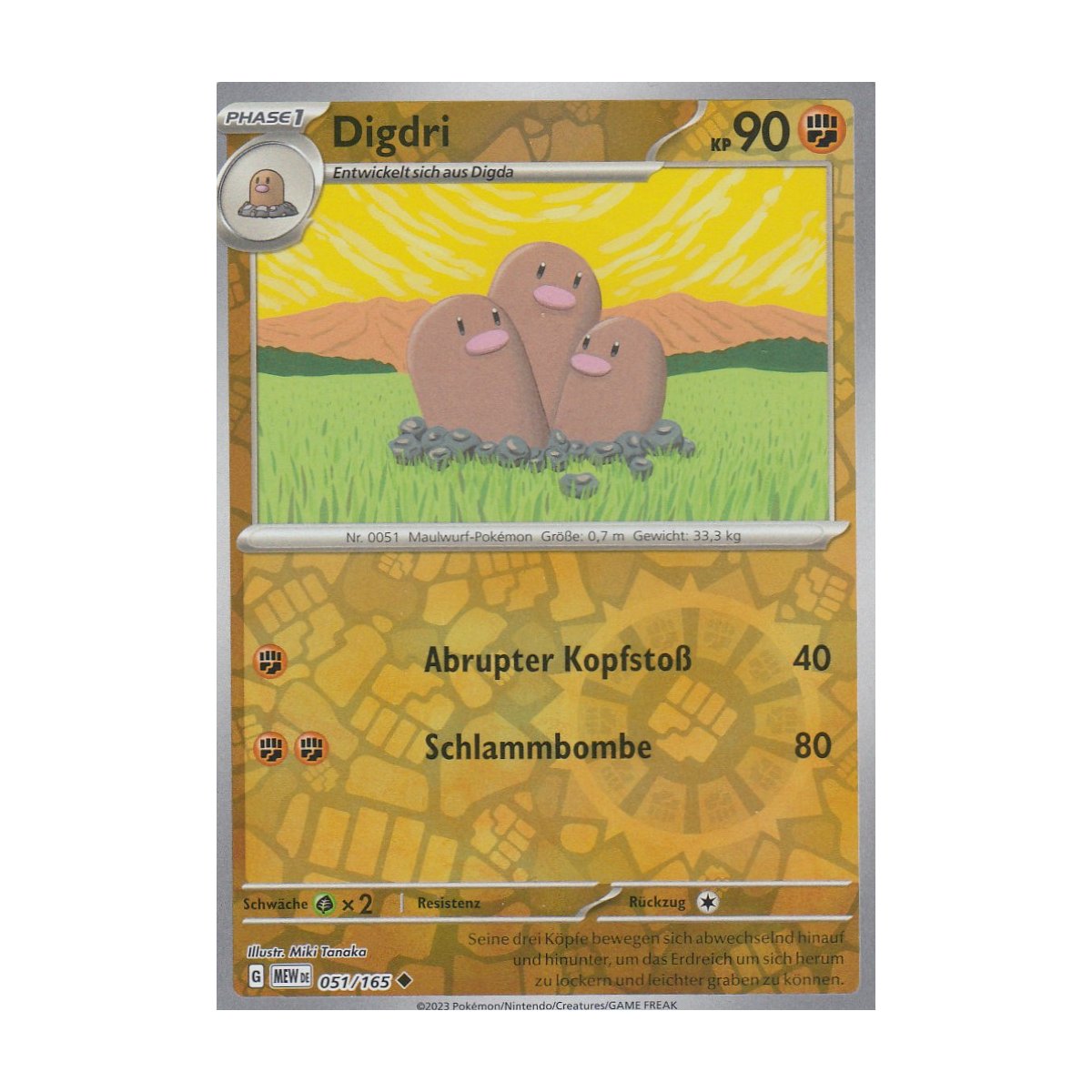 Digdri 051/165 REVERSE HOLO MEW 151 Pokemon Karte günstig kaufen