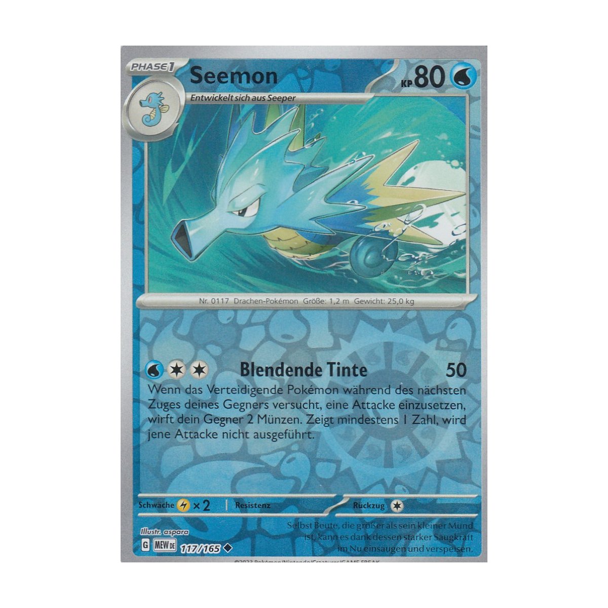 Seemon 117/165 REVERSE HOLO MEW 151 Pokemon Karte günstig kaufen
