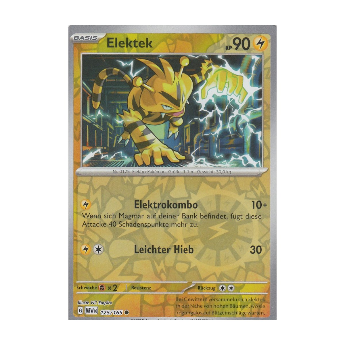 Elektek 125/165 REVERSE HOLO MEW 151 Pokemon Karte günstig kaufen