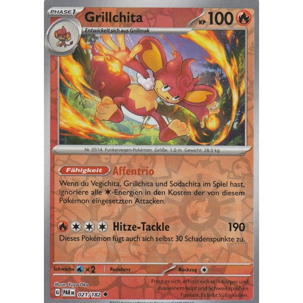 Grillchita 021/182 REVERSE HOLO Paradoxrift Pokemon Karte kaufen