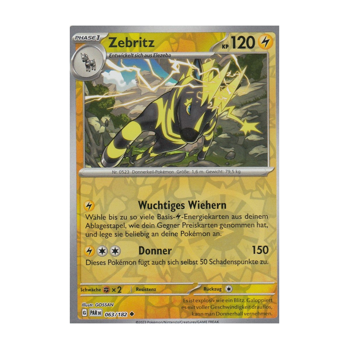 Zebritz 063/182 REVERSE HOLO Paradoxrift Pokemon Karte kaufen
