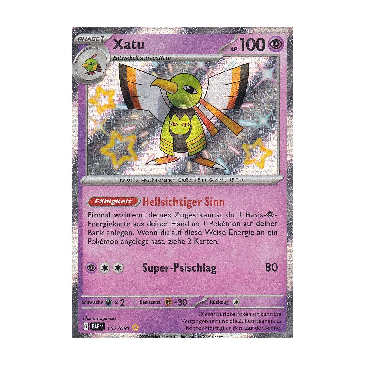 Xatu 152/091 Shiny Paldeas Schicksale Pokemon Karte kaufen