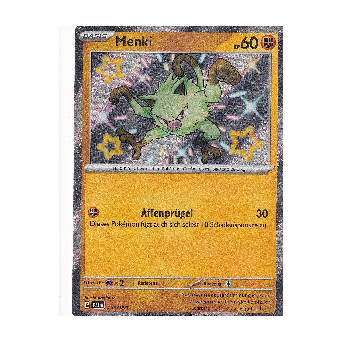 Menki 169/091 Shiny Paldeas Schicksale Pokemon Karte kaufen