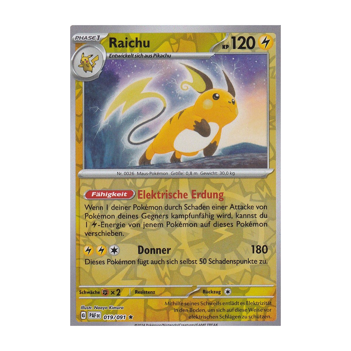 Raichu 019/091 Holo REVERSE HOLO Paldeas Schicksale Pokemon Karte kaufen