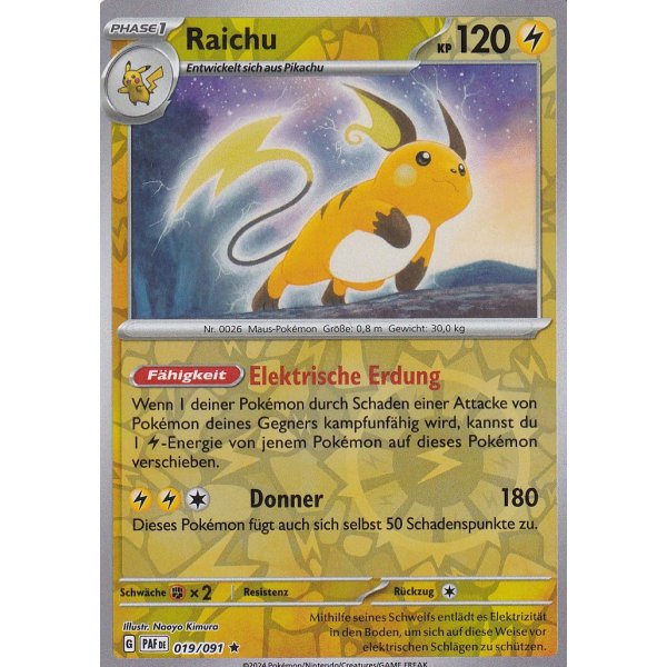 Raichu 019/091 Holo REVERSE HOLO Paldeas Schicksale Pokemon Karte kaufen