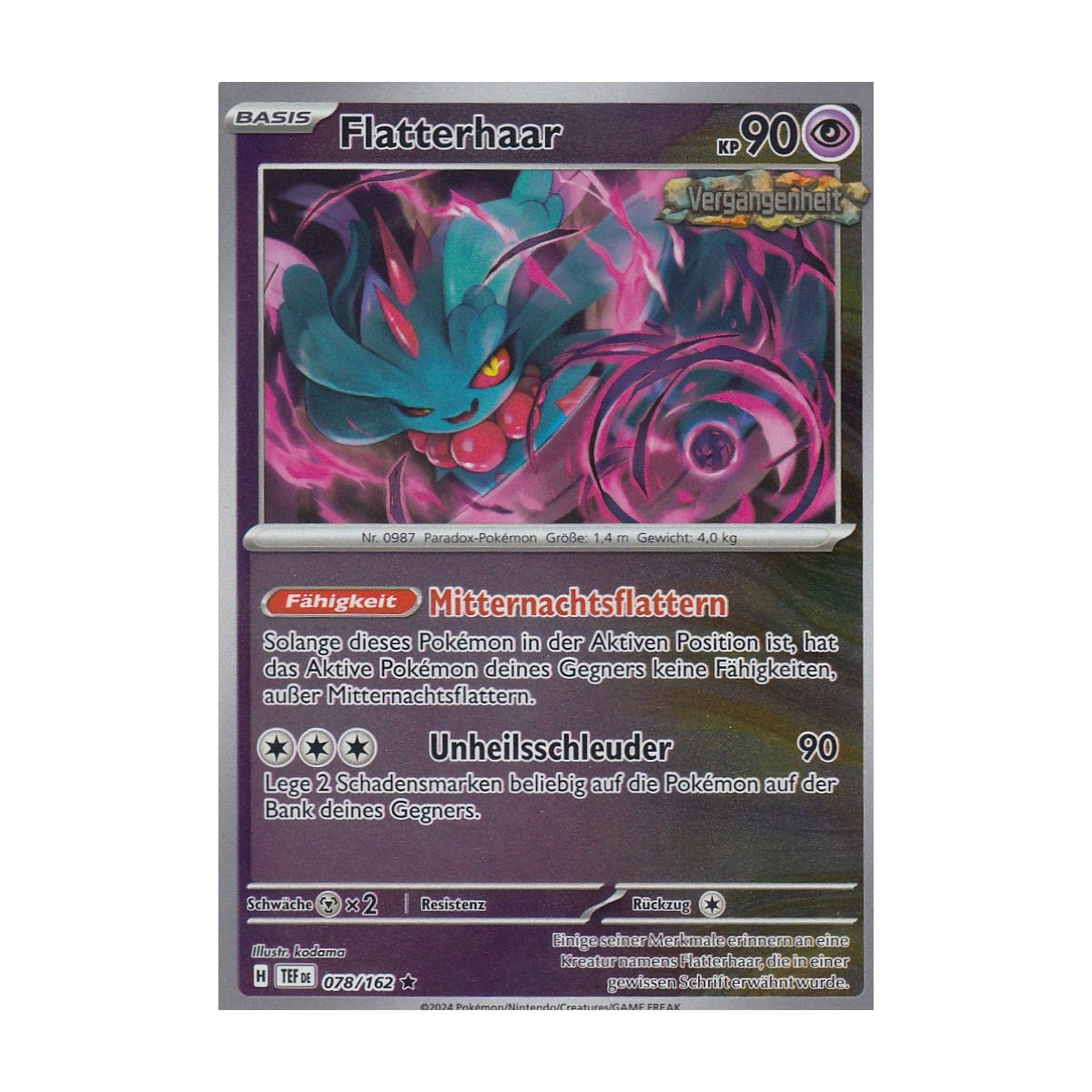 Flatterhaar 078/162 Holo REVERSE HOLO Gewalten der Zeit Pokemon Karte ...