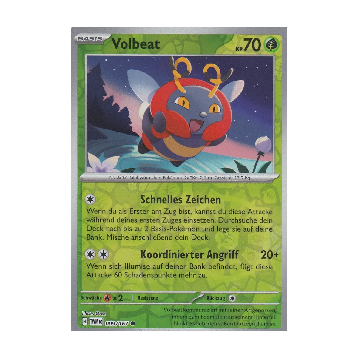 Volbeat 009/167 REVERSE HOLO Maskerade im Zwielicht Pokemon Karte kaufen