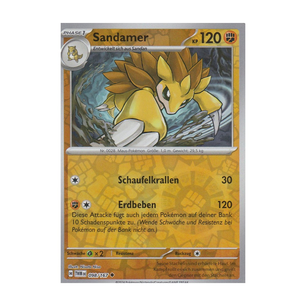 Sandamer 098/167 REVERSE HOLO Maskerade im Zwielicht Pokemon Karte kaufen